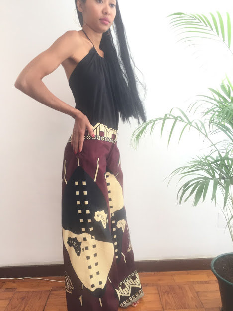Shaka Zulu Size L Burgundy Pollyblends Summer Dashiki African Abstract