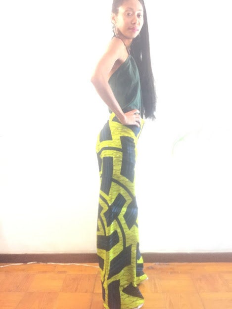 Niassa Size M Green Geometric Cotton Dashiki African Abstract Print
