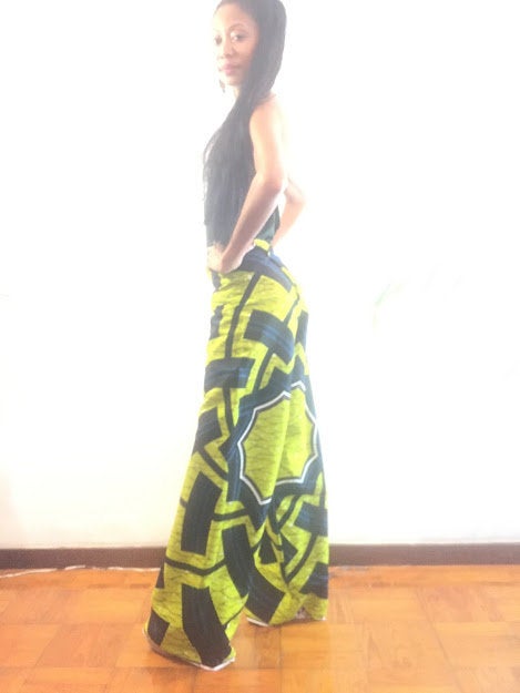 Niassa Size M Green Geometric Cotton Dashiki African Abstract Print