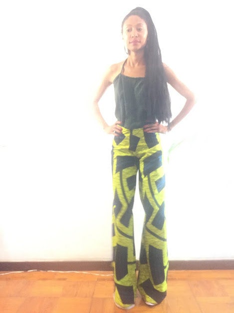 Niassa Size M Green Geometric Cotton Dashiki African Abstract Print