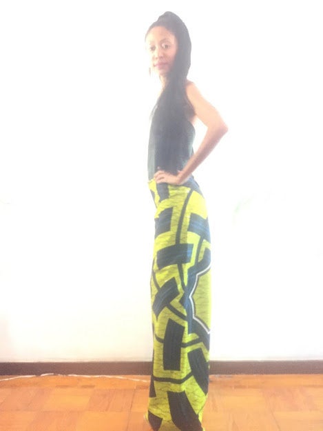 Niassa Size M Green Geometric Cotton Dashiki African Abstract Print