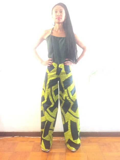 Niassa Size M Green Geometric Cotton Dashiki African Abstract Print