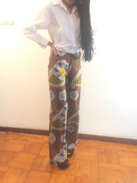 Size S Brown Pollyblends Summer Dashiki African Abstract Print Designer